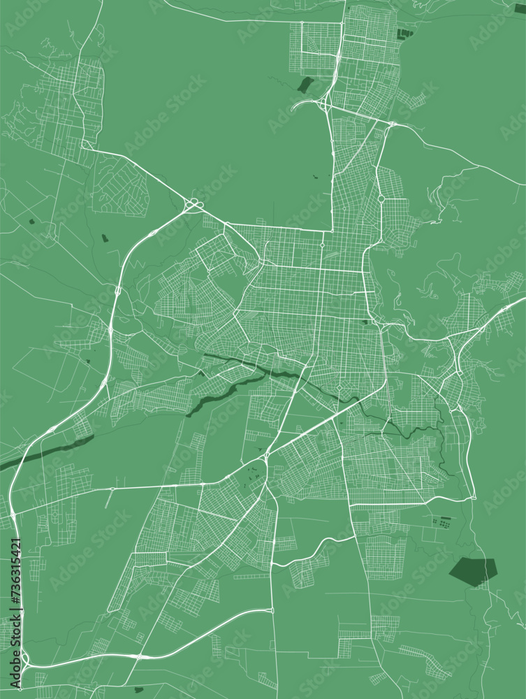 Green Salta map, Argentina, detailed municipality map, skyline panorama ...