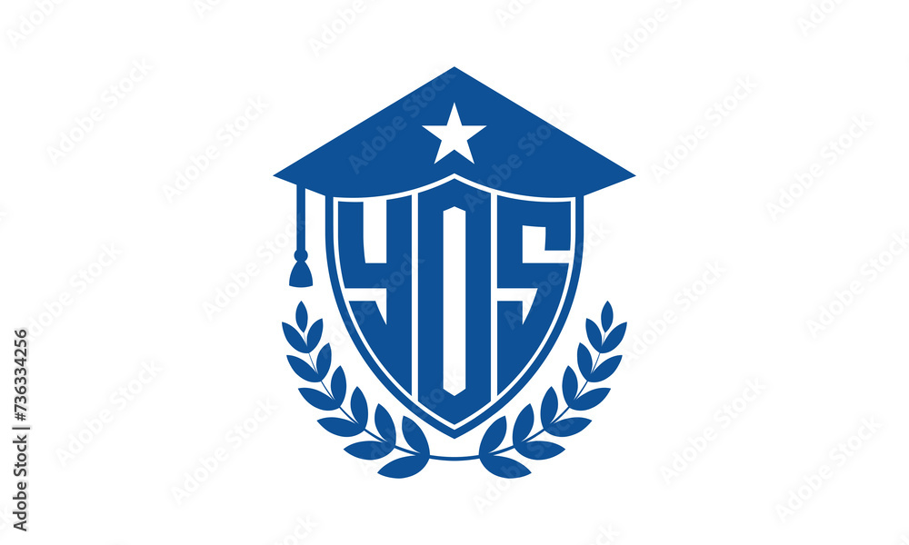 YOS three letter iconic academic logo design vector template. monogram ...