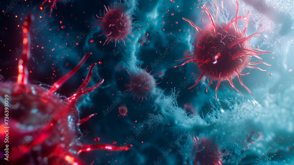 Microbiology.Microscope Bacteria. Herpes simplex virus type one in the ...