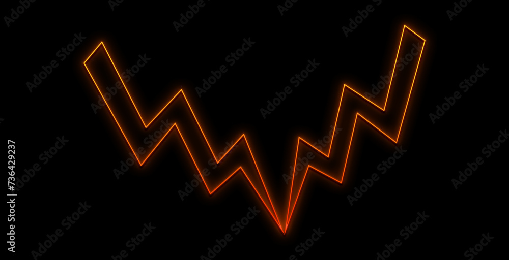 Neon lightning bolt icon. Glowing neon thunder flash sign, electrical ...