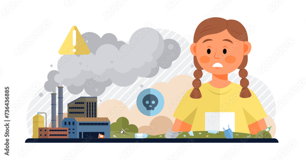 Waste pollution vector illustration. The contamination water sources ...