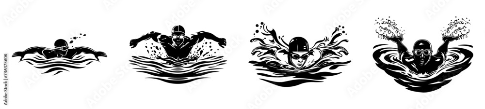 swimming man collection logos Stock Vector | Adobe Stock