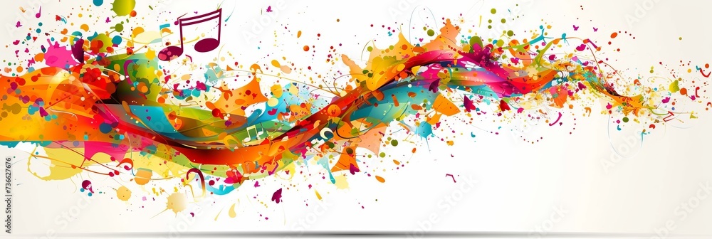 Colorful abstract background with melodic music notes and signsvibrant ...