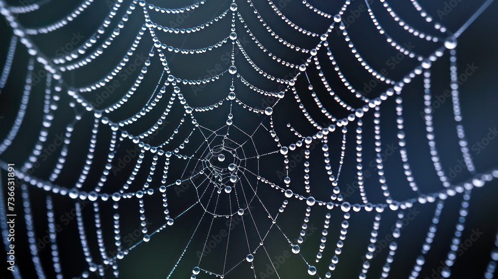 Cobweb or spiderweb natural rain pattern background close-up. Cobweb ...