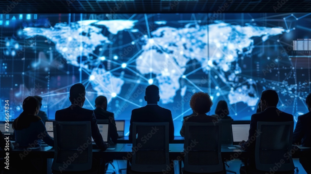 Video conference global business meeting, emphasizing technology's ...