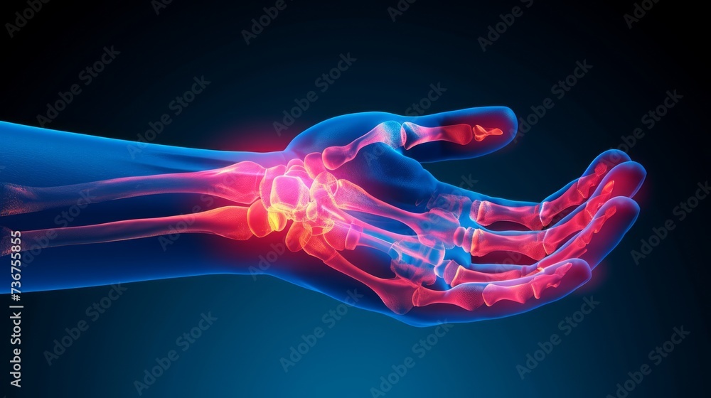 Wrist Pain, Hand X-ray Anatomy, Highlight Bones and Potential injuries ...