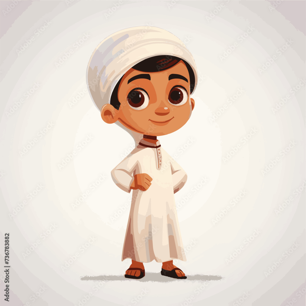 Inclusive Illustration Charming Vector Art of a Muslim Boy Spreading ...