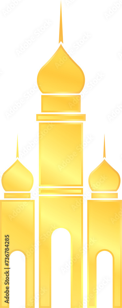 Metal gold Islamic mosque clipart element illustration for print ...