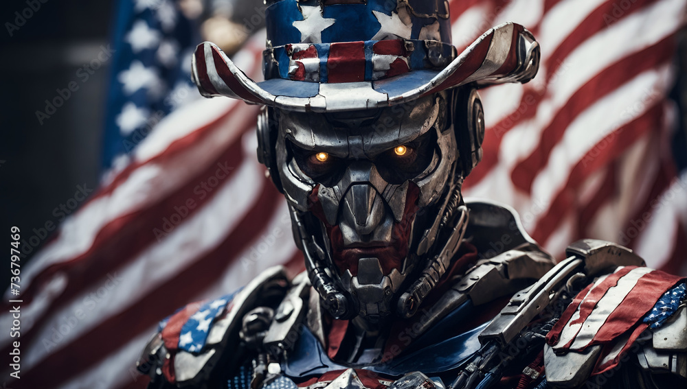 android, cyborg uncle sam Stock Illustration | Adobe Stock