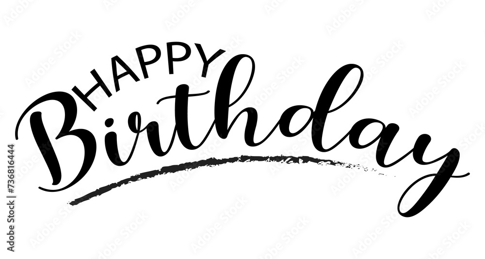 Happy birthday black text calligraphy illustration. Stock Illustration ...