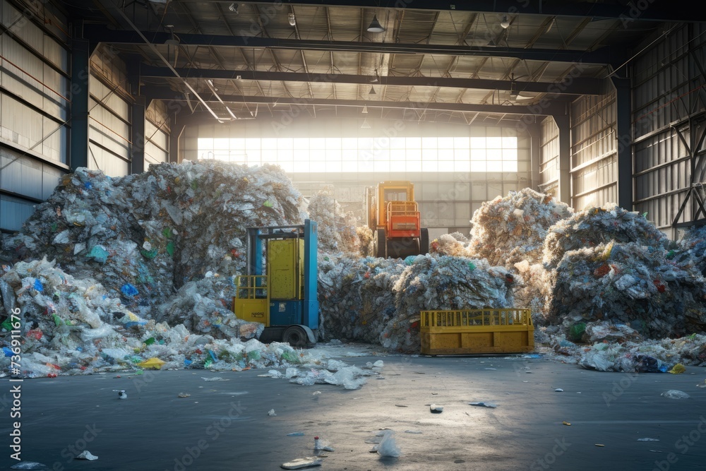 Recycling centre with plastic garbage piles ready to recycle Stock ...