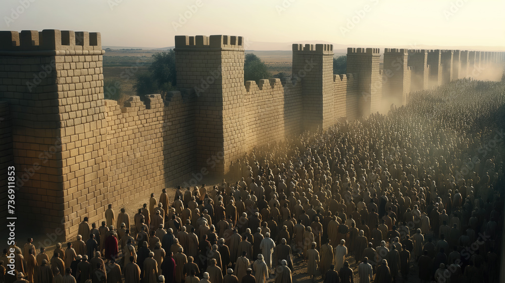 The Epic Battle of Jericho with the Israelites Marching, A Biblical ...