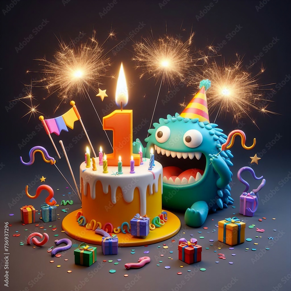 Monstrously Sweet: 3D Monster Celebration for 1st Year Birthday ...