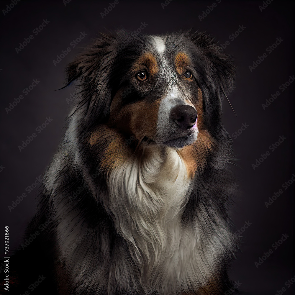 English Shepherd Dog Portrait in Professional Studio Setting Stock ...