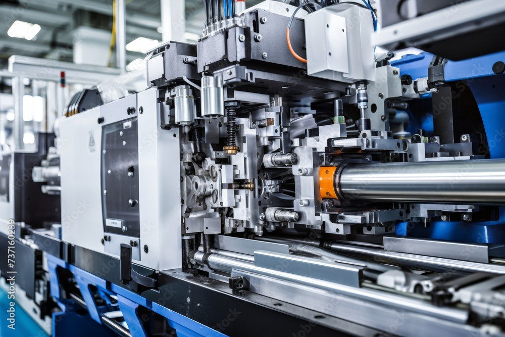 A Detailed View of a High-Precision Injection Molding Machine in an ...