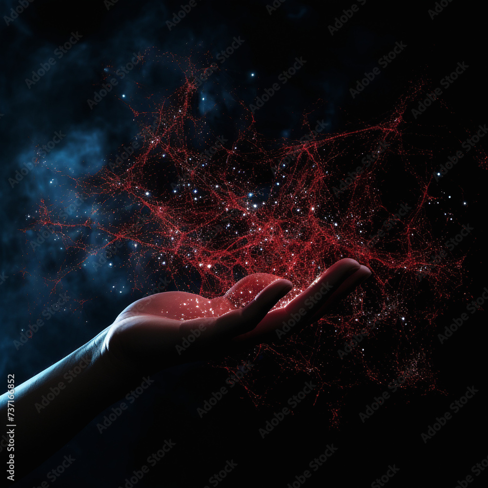 Network red particles Stock Photo | Adobe Stock