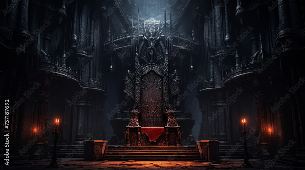 Majestic gothic throne room with dramatic lighting and architecture ...