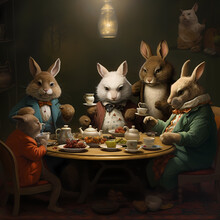 Easter Tea Party Rabbit Art Free Stock Photo - Public Domain Pictures