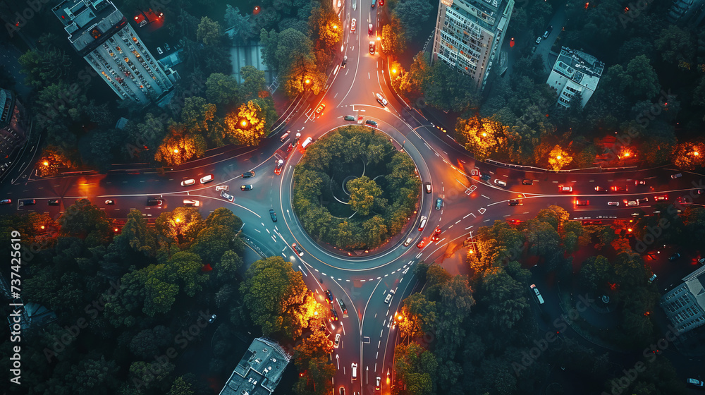 Arial top view of Modern transportation with Expressway, Road and ...