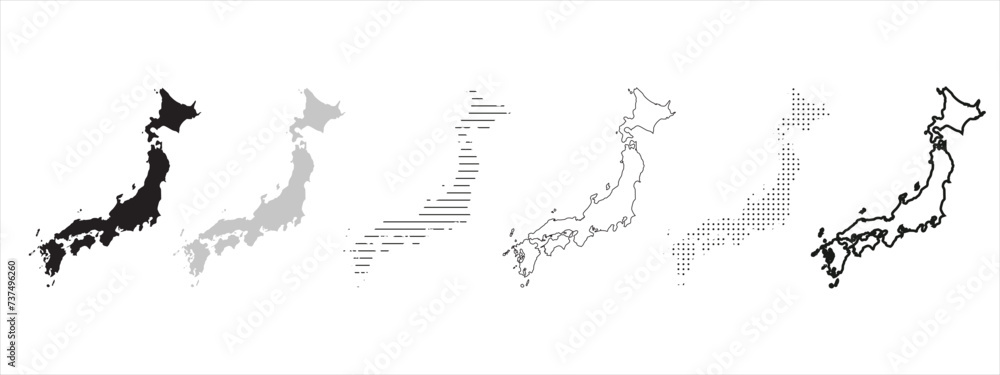 Japan Map Black. Japan map silhouette isolated on transparent ...