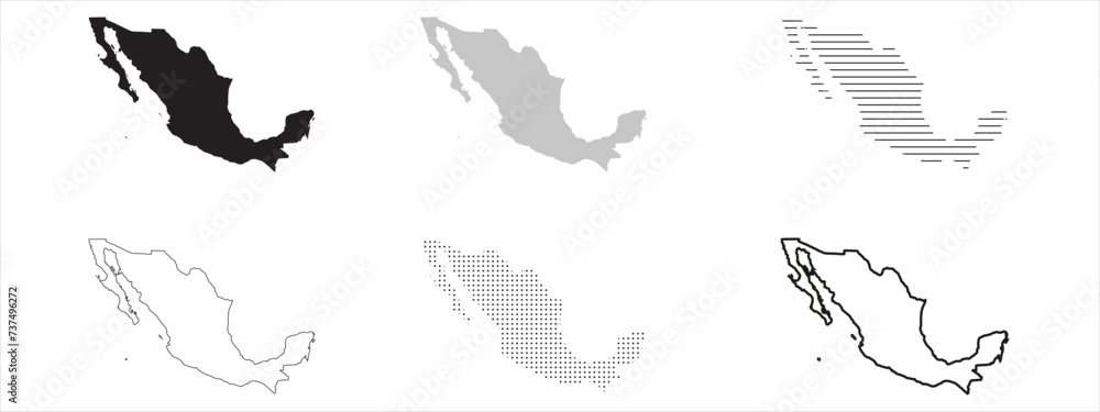 Mexico Map Black. Mexico map silhouette isolated on transparent ...