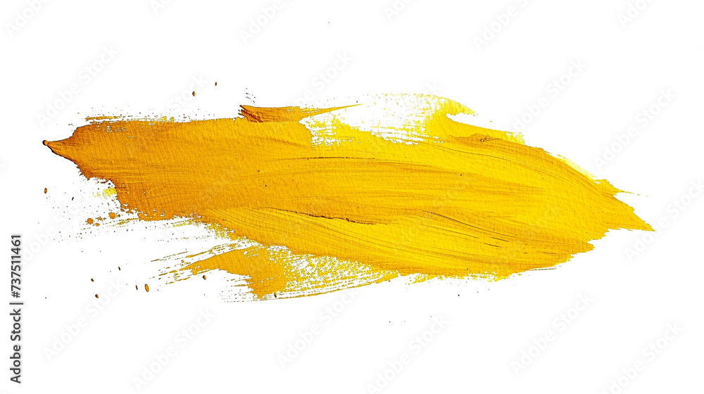 realistic yellow paint brush strokes on transparent background. yellow ...