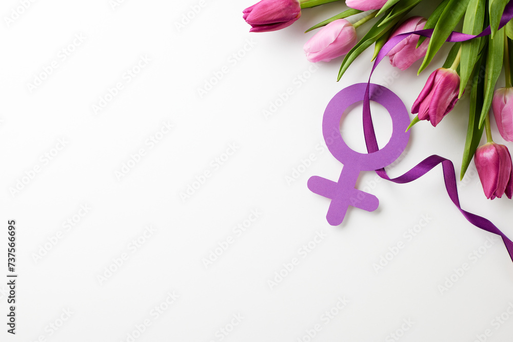 Elegance unfolded: celebrating the essence of womanhood. Top view shot ...