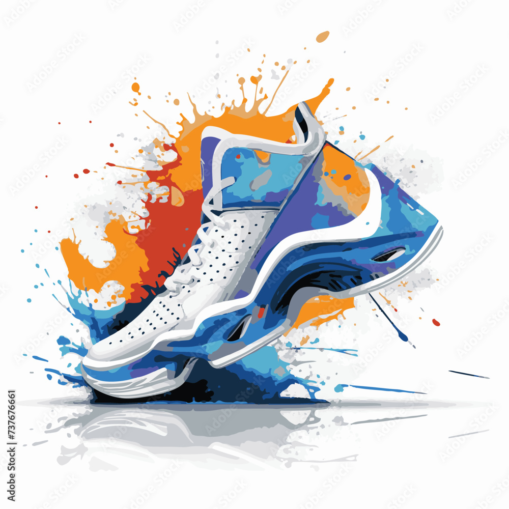 Sneakers and basketball shoes cool splash background style vector and ...