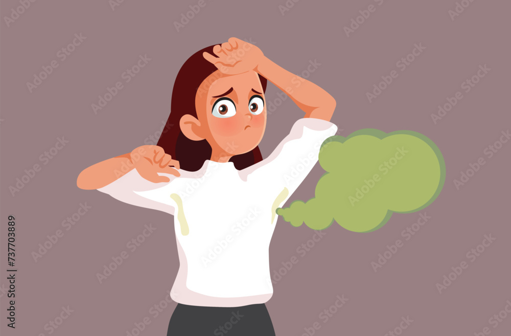 Teen Girl with Sweaty Armpits feeling Self Conscious Vector Character ...