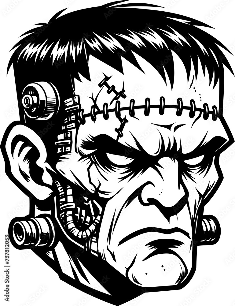 Frankenstein head mascot, cartoon illustration Stock Illustration ...