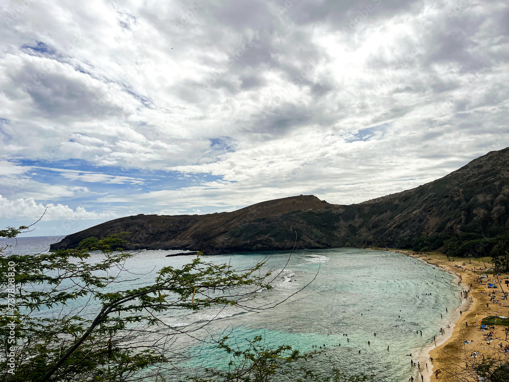Foto de Stock Hawaiian landscapes view from the top of the old volcano ...