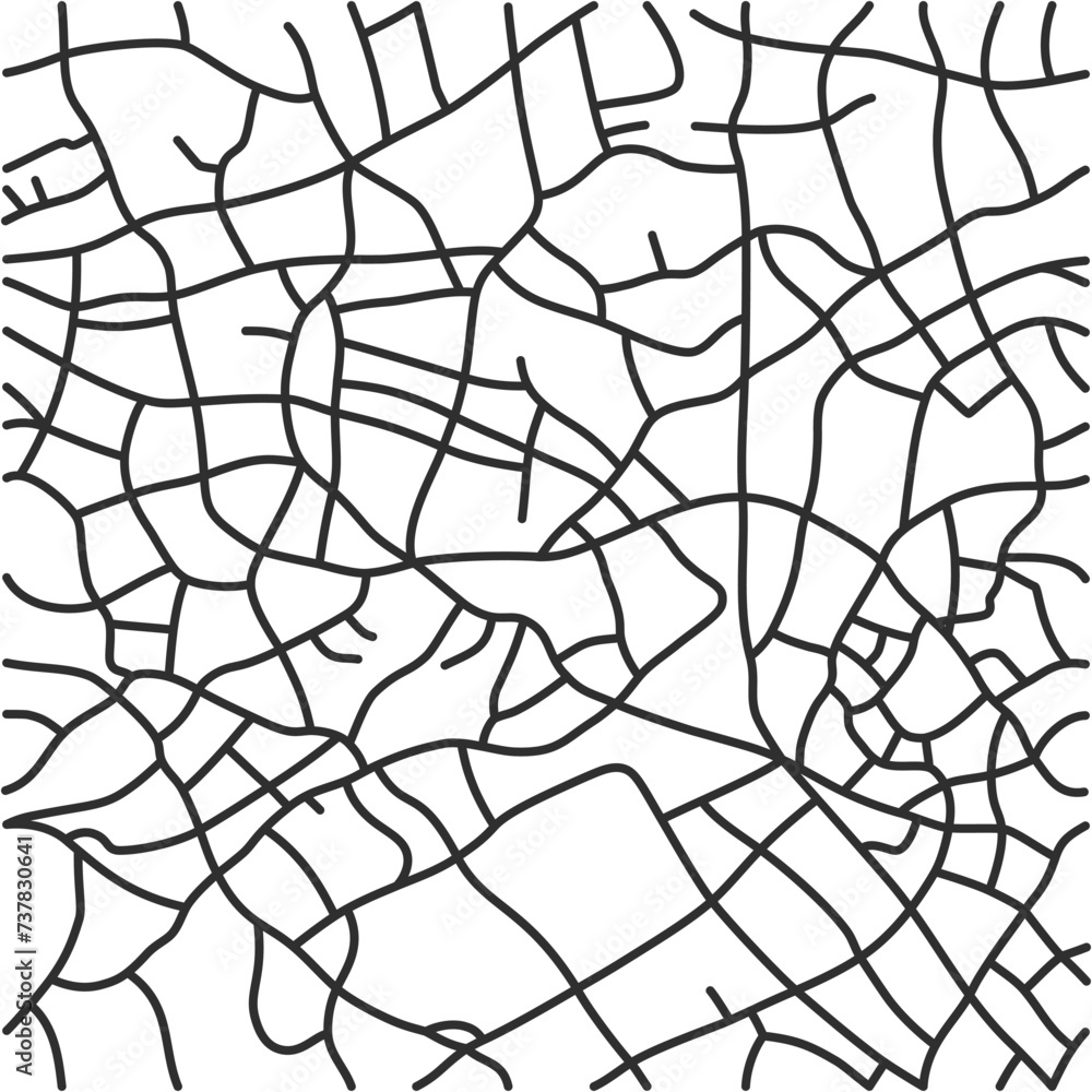 Abstract line of city with highways, major and minor roads, town ...