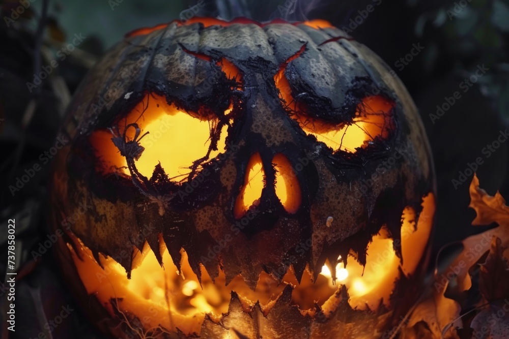 Stock-Illustration „Carve a detailed Jack-o'-Lantern face telling a ...