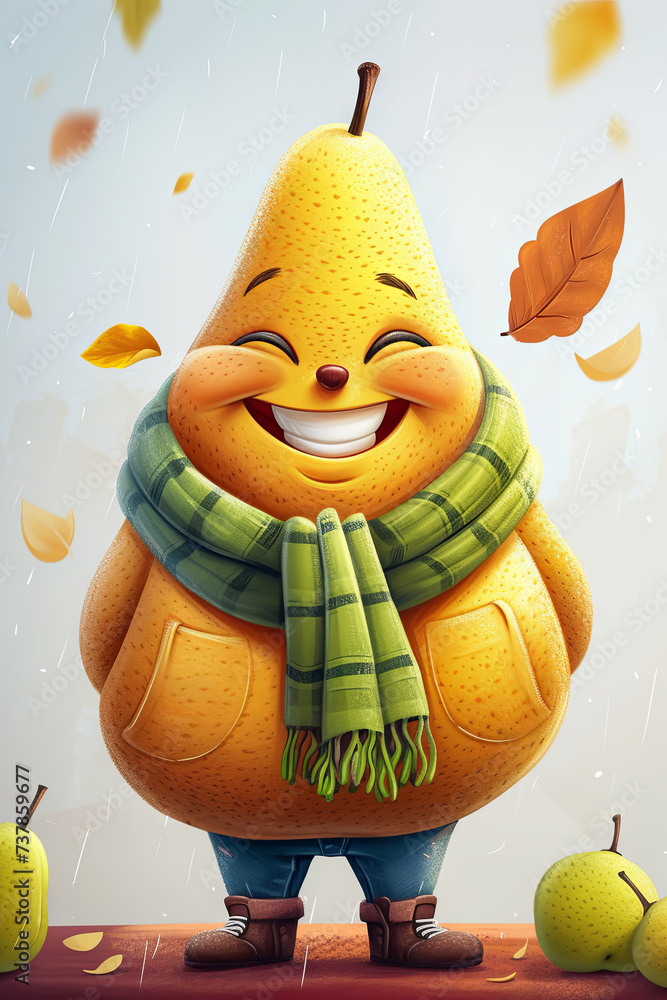 Cartoon characters pear, concept healthy life, Formation of correct ...