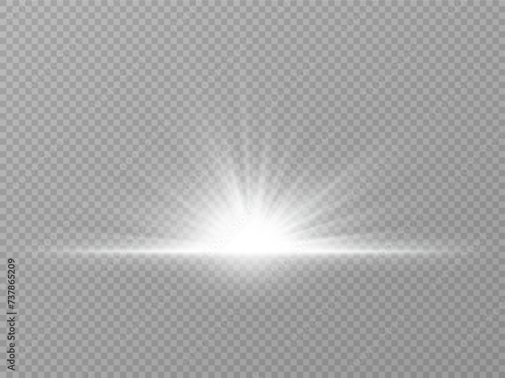 White glowing light explodes on a transparent background. with ray. Transparent shining sun ...