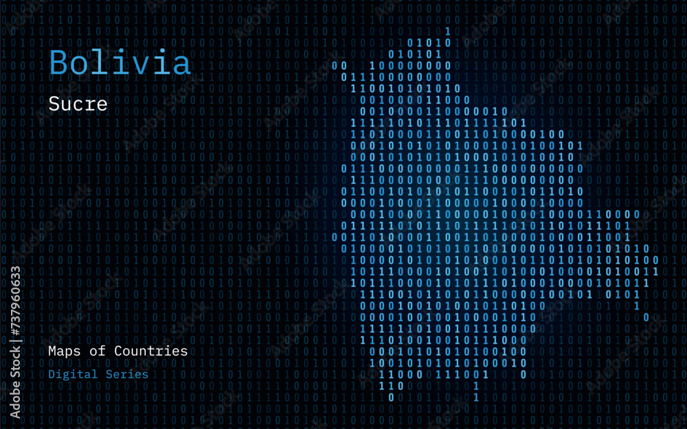 Stock-Vektorgrafik „Bolivia Map Shown in Binary Code Pattern. Matrix numbers, zero, one. World ...
