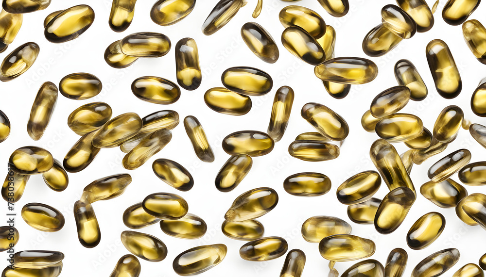 Healthful Nutrients: Falling Fish Oil Pill with Omega 3, Isolated on ...