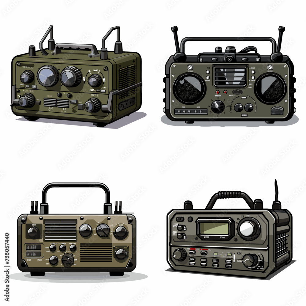 Tactical Radio (Military Radio Set) simple minimalist isolated in white ...