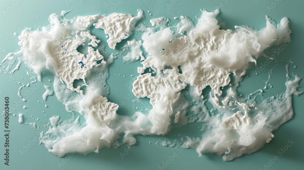 World map made of snow. All continents of the winter world Stock ...
