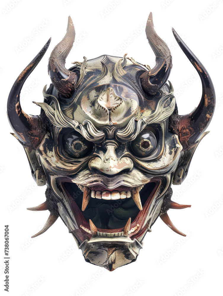 Isolated Realistic Yokai Mask On Transparent Background, Detailed Traditional Japanese Design ...