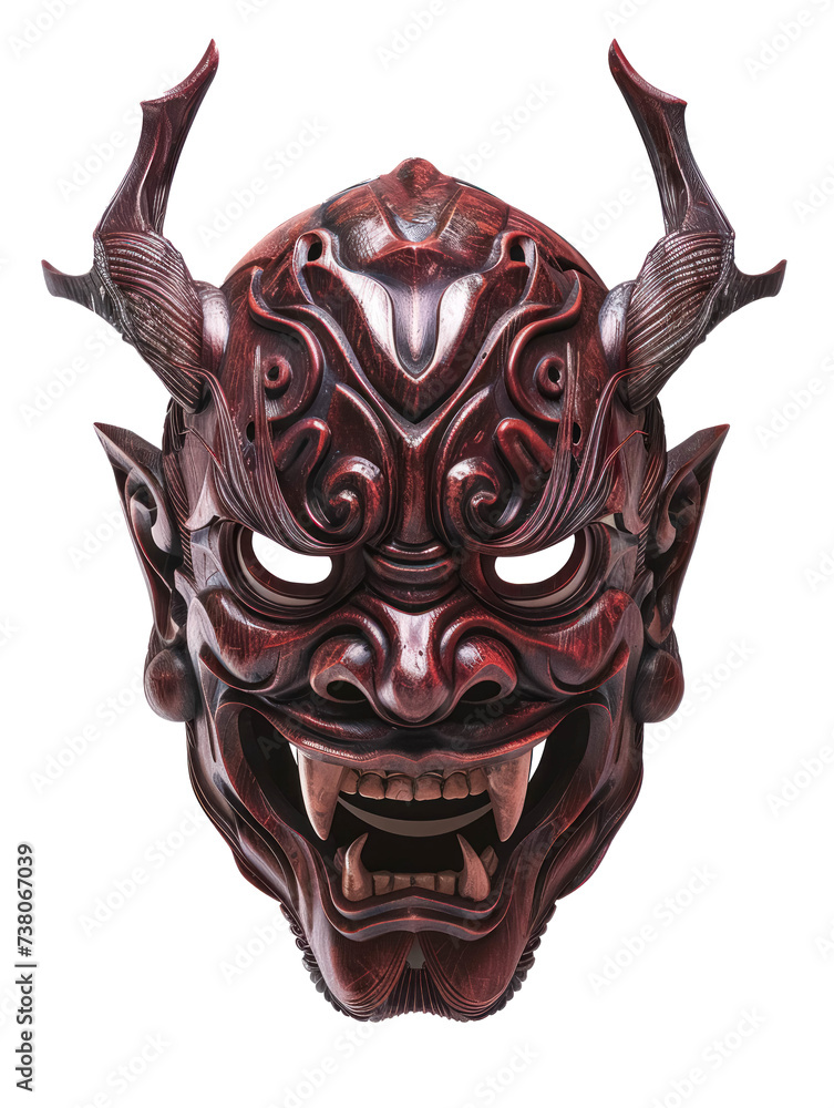 Isolated Realistic Yokai Mask On Transparent Background, Detailed ...