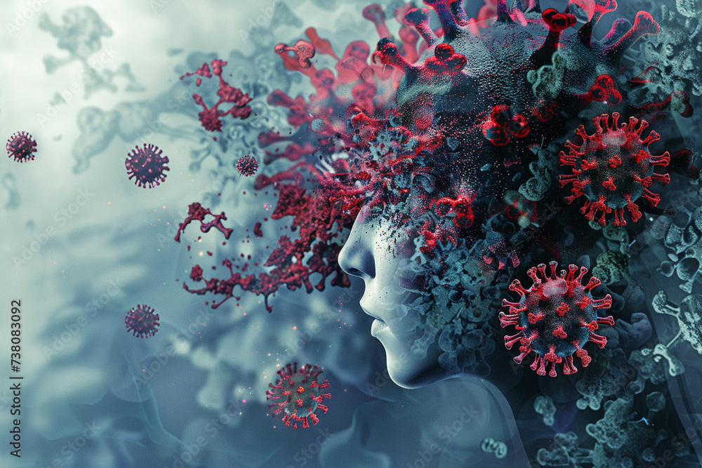An intricate illustration of a doctors head blending seamlessly with ...