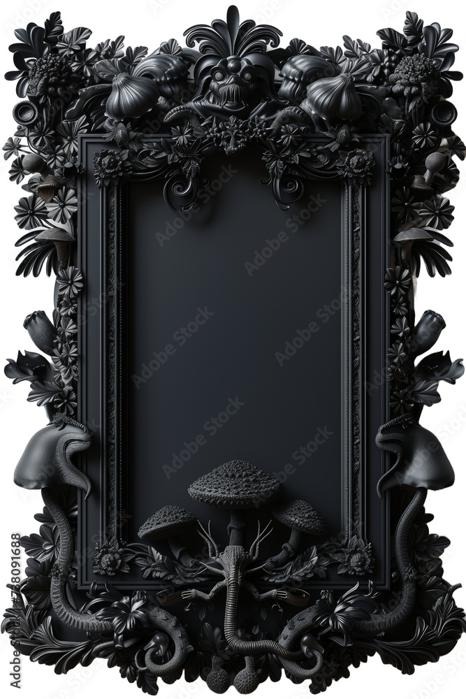 Narrow and thin rectangular black frame, gothic and horror aspect with ...
