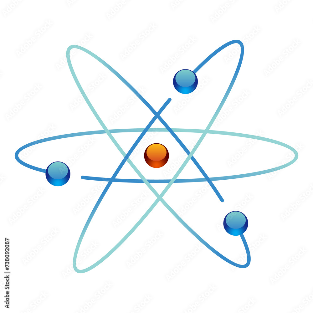 Atom symbols of nuclear energy icon. Scientific research and molecular ...
