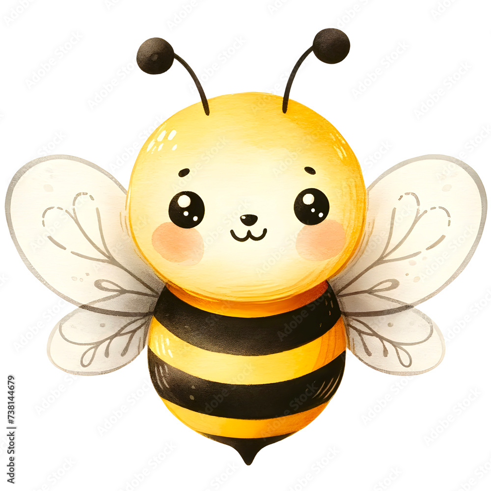 Cute watercolor bee clipart with transparent background Stock ...