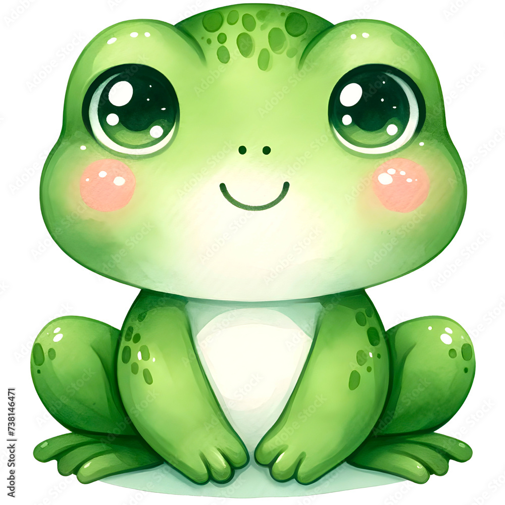 Cute watercolor frog clipart with transparent background Stock ...
