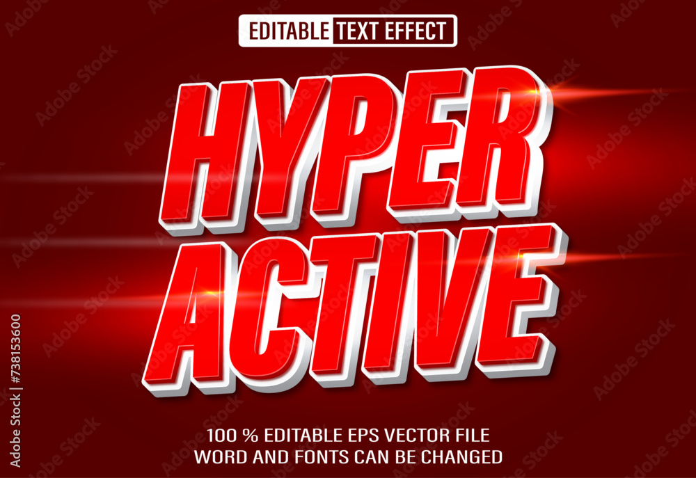 Vector de Stock Editable 3d text style effect - Hyper Active text effect Template | Adobe Stock