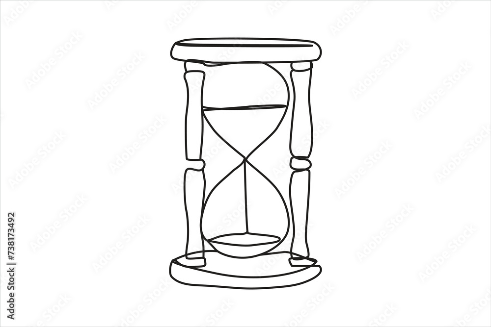 hourglass in continuous one line vector drawing. Line art hourglass ...