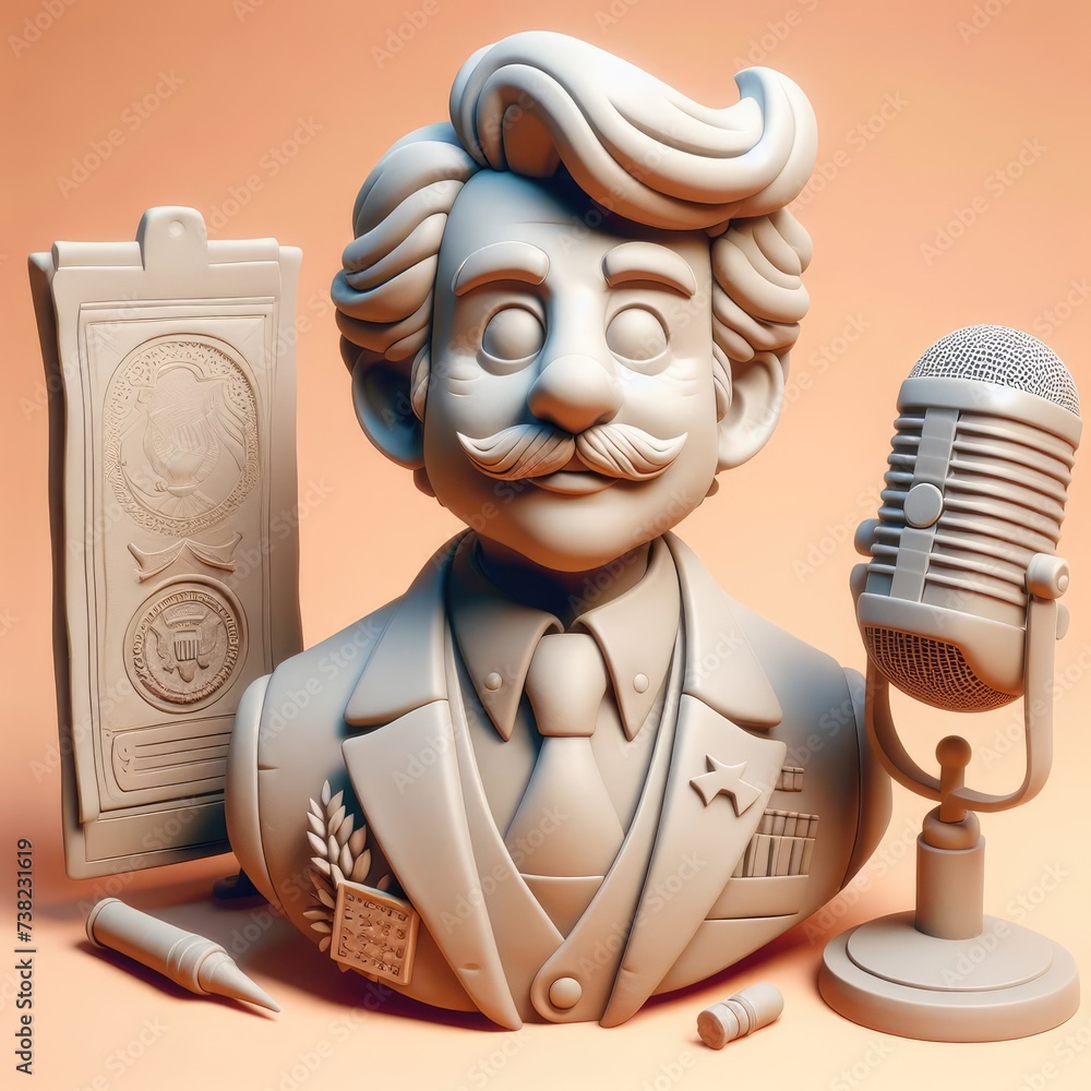 Cartoon Mayor of the City Icon. 3D minimalist cute illustration on a ...