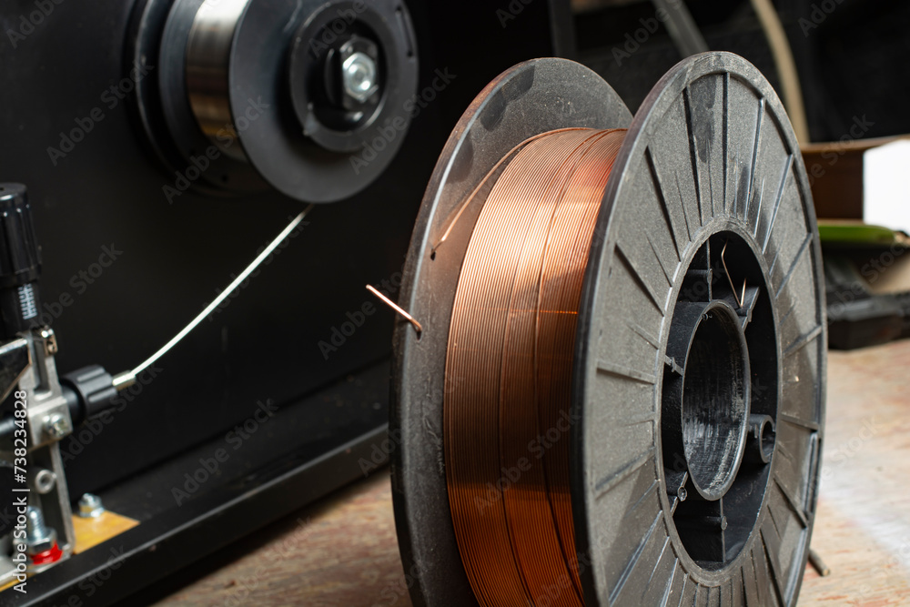 Spool of wire for semi-automatic welding machine MIG MAG Stock Photo ...